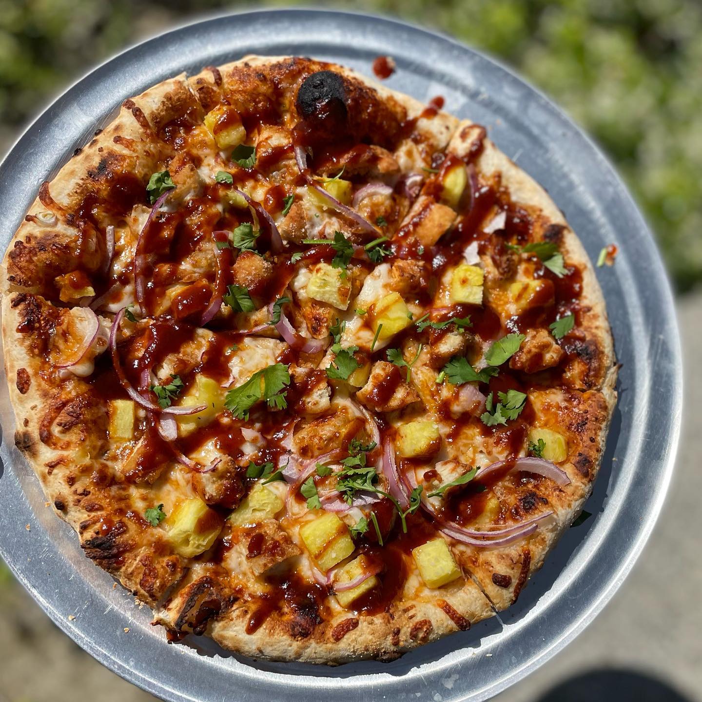 Nu Napoli Customer Blue Tile BBQ Chicken And Pineapple Pizza From ...